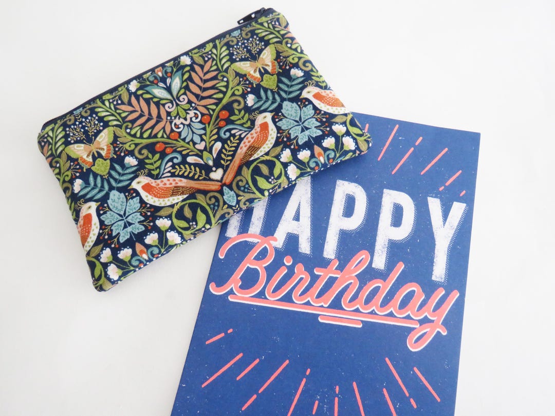 Bird Purse, William Morris-inspired Design, Cotton Purse, Change Purse ...