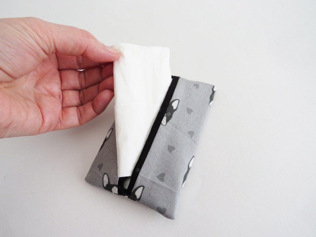 French Bulldog Tissue Holder, Boston Terrier Print, Grey Cotton Tissue ...