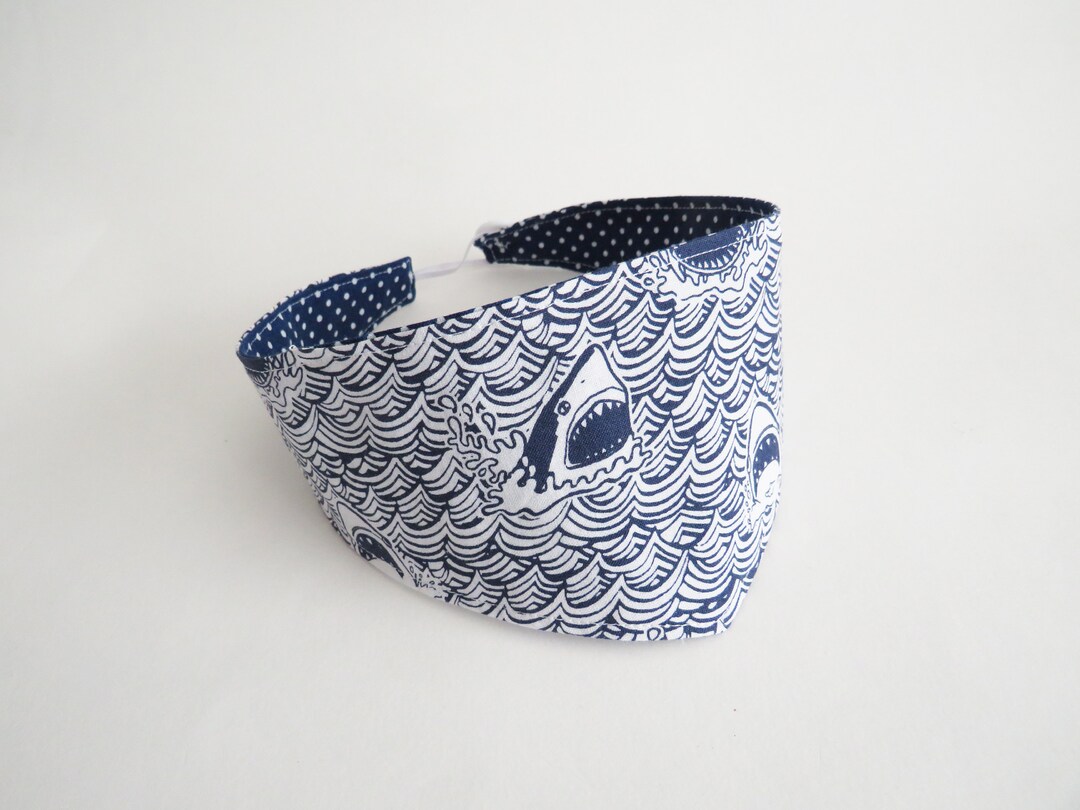 Shark Tracheostomy Cover, Blue and White Cotton Shark Fabric, Cotton ...