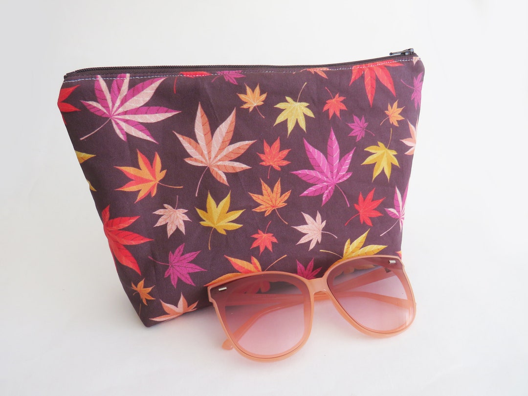 Maple Leaf Cosmetic Bag, Autumn Leaves, Leaf Print Pouch, Leaf Lover ...