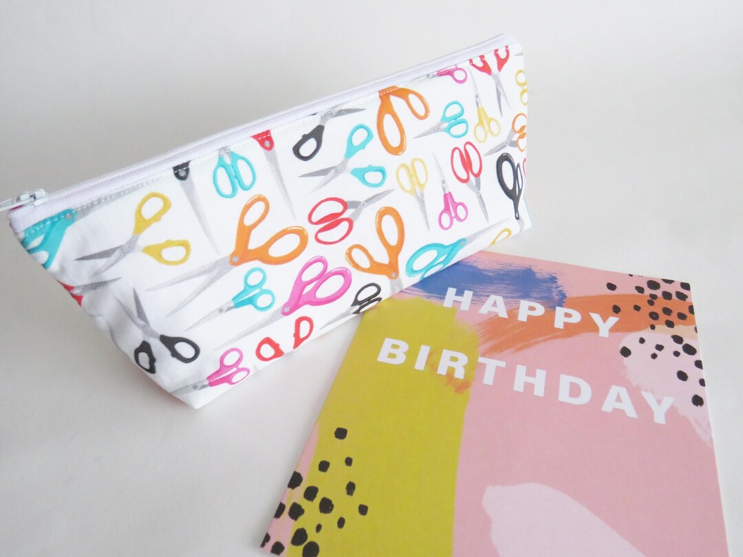 Scissor Print Pencil Case, Scissors Design, Cotton Case, Sewing Pencil ...