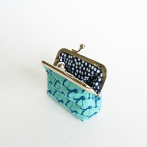 Coin Purse Turquoise and Blue Penguin Design Cotton Purse - Etsy