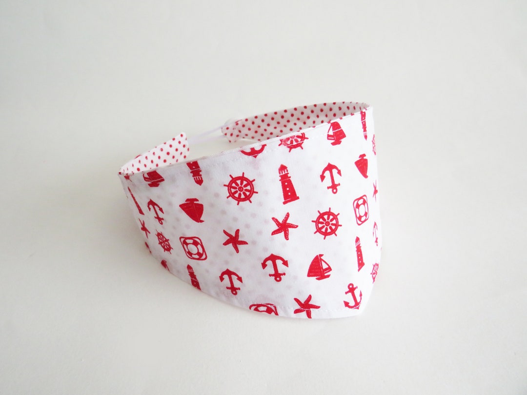 Tracheostomy Cover, Red and White Cotton Nautical Print, Tracheotomy ...