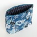 Zipper Pouch, Blue Floral Cosmetic Bag, Cotton Travel Bag, Handbag ...
