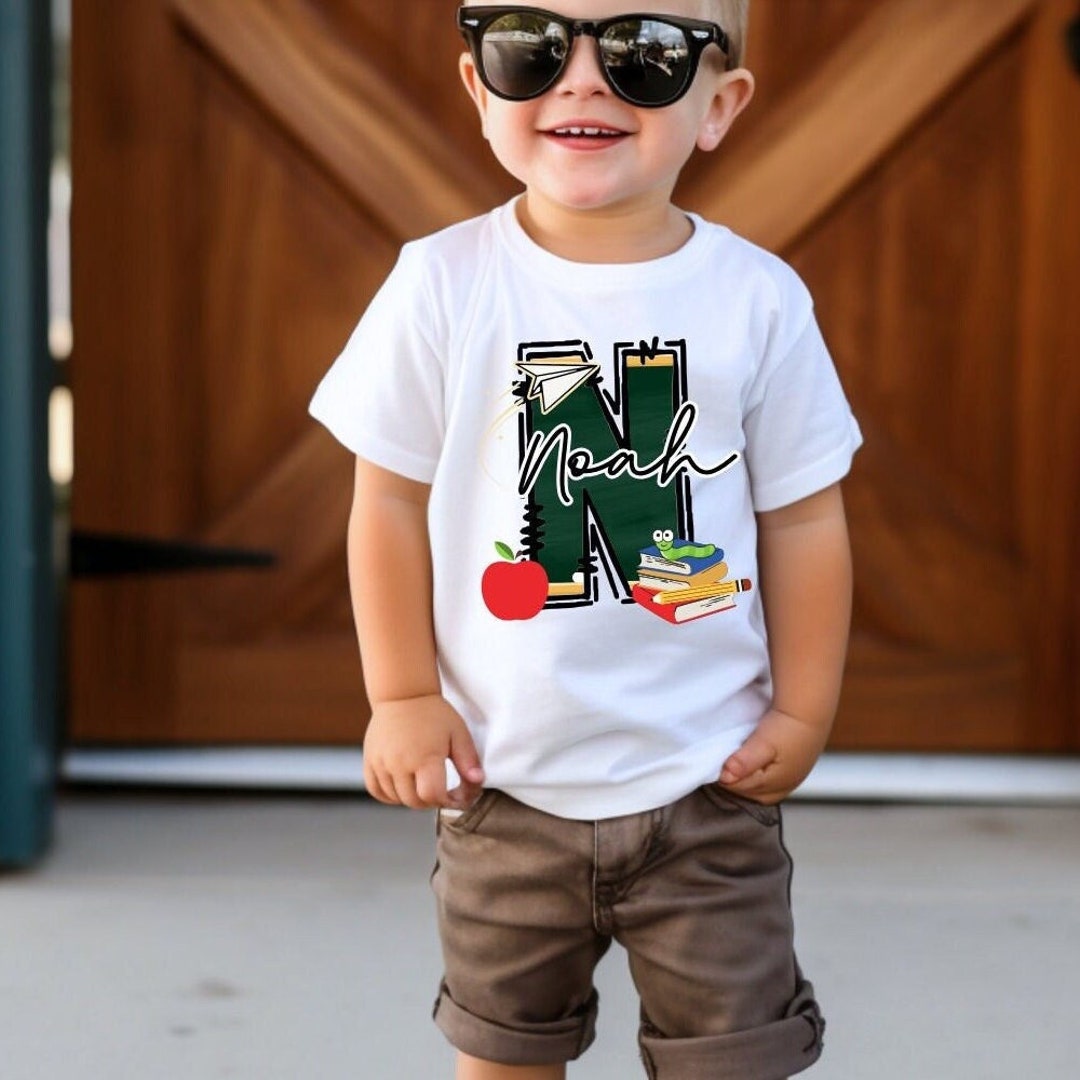 School Shirts With Initials, Personalized Back to School Shirt, Letter ...