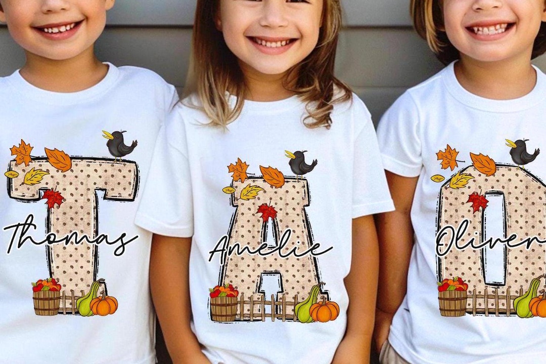 Girls Cute Fall Shirt With Name, Personalized Fall Shirt for Girls ...