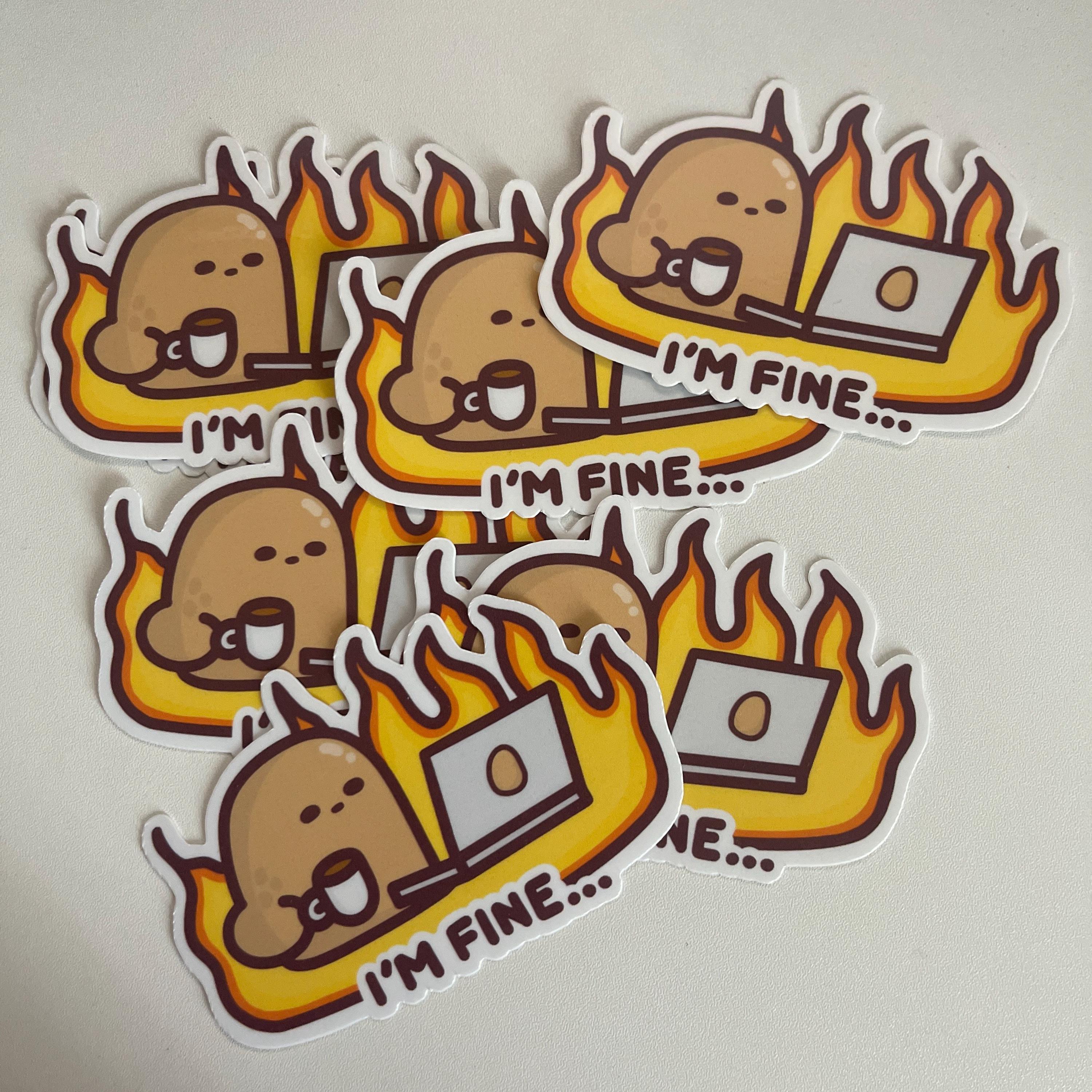 I'm Fine Baked Potato Sticker - Cute Funny Meme Waterproof Offensive ...