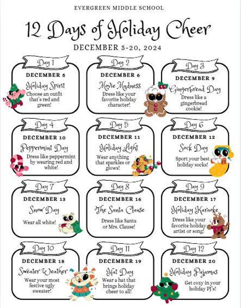 Editable Dress up Days 12 Days of Holiday Cheer Itinerary Flyer Canva ...