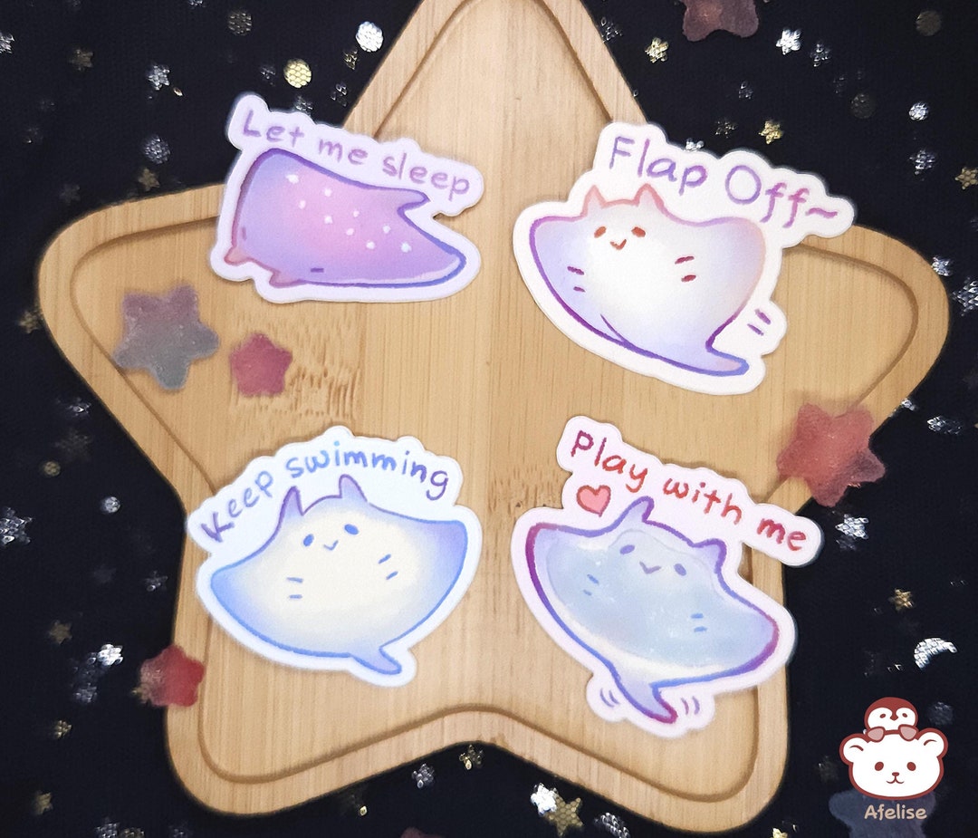Cute Cozy Manta Ray With Quote Words Vinyl Sticker Pack - Scrapbook ...
