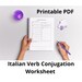 Italian Verb Conjugation Sheet Printable PDF With Pronouns Italian ...