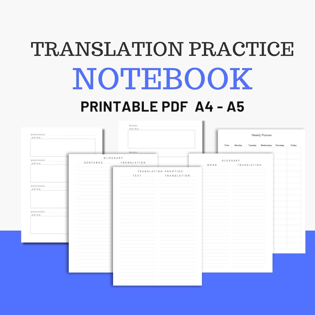 Translation Practice Language Learning Notebook | Printable PDF ...