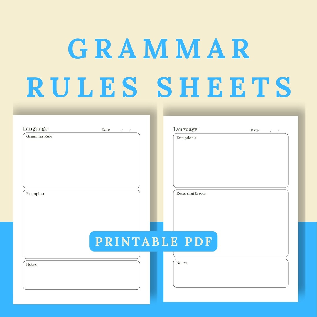 Grammar Rule Sheets | Language Learning Worksheets, English and Foreign ...