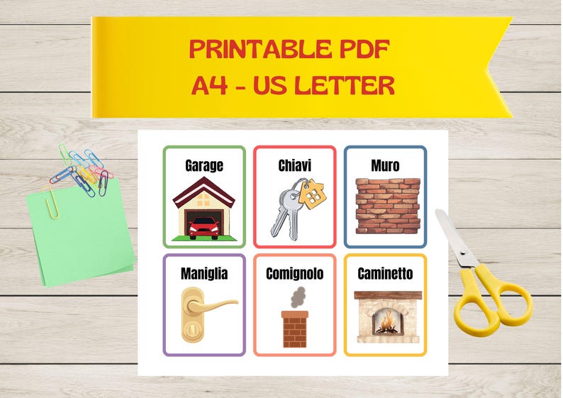 84 Italian House Vocabulary Flashcards Learn Italian Words Printable ...