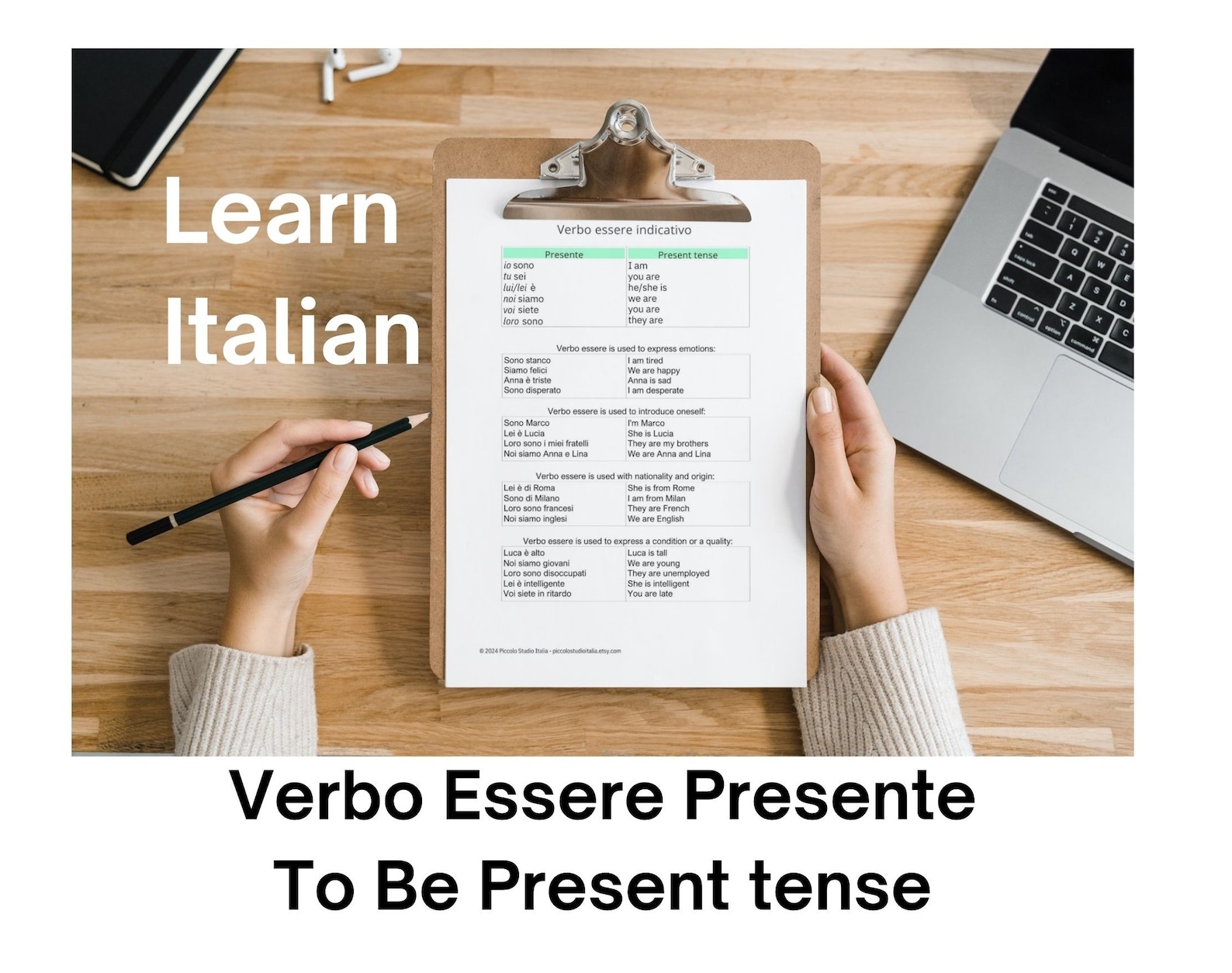 Italian Verbo Essere Presente | Verb to Be | Easy Conjugation Table ...