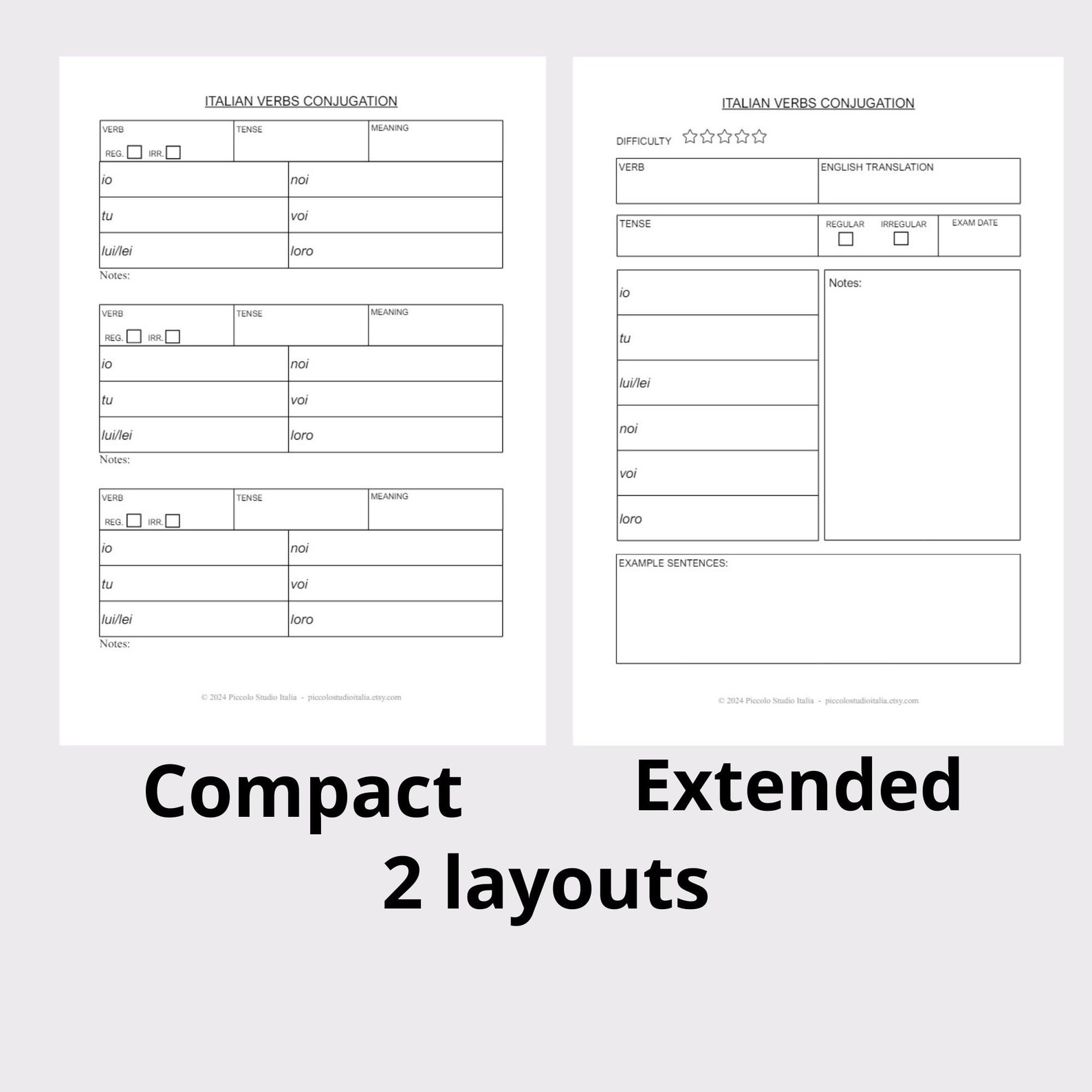 Italian Verb Conjugation Sheet | Printable PDF With Pronouns | Italian ...