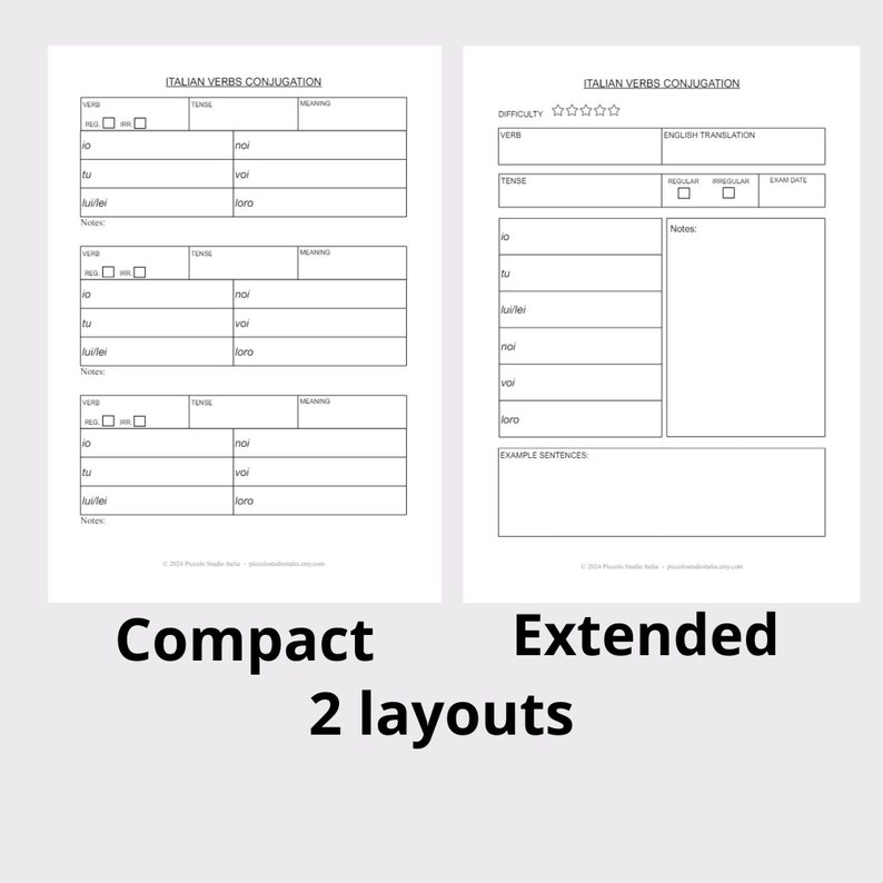 Italian Verb Conjugation Sheet | Printable PDF With Pronouns | Italian ...
