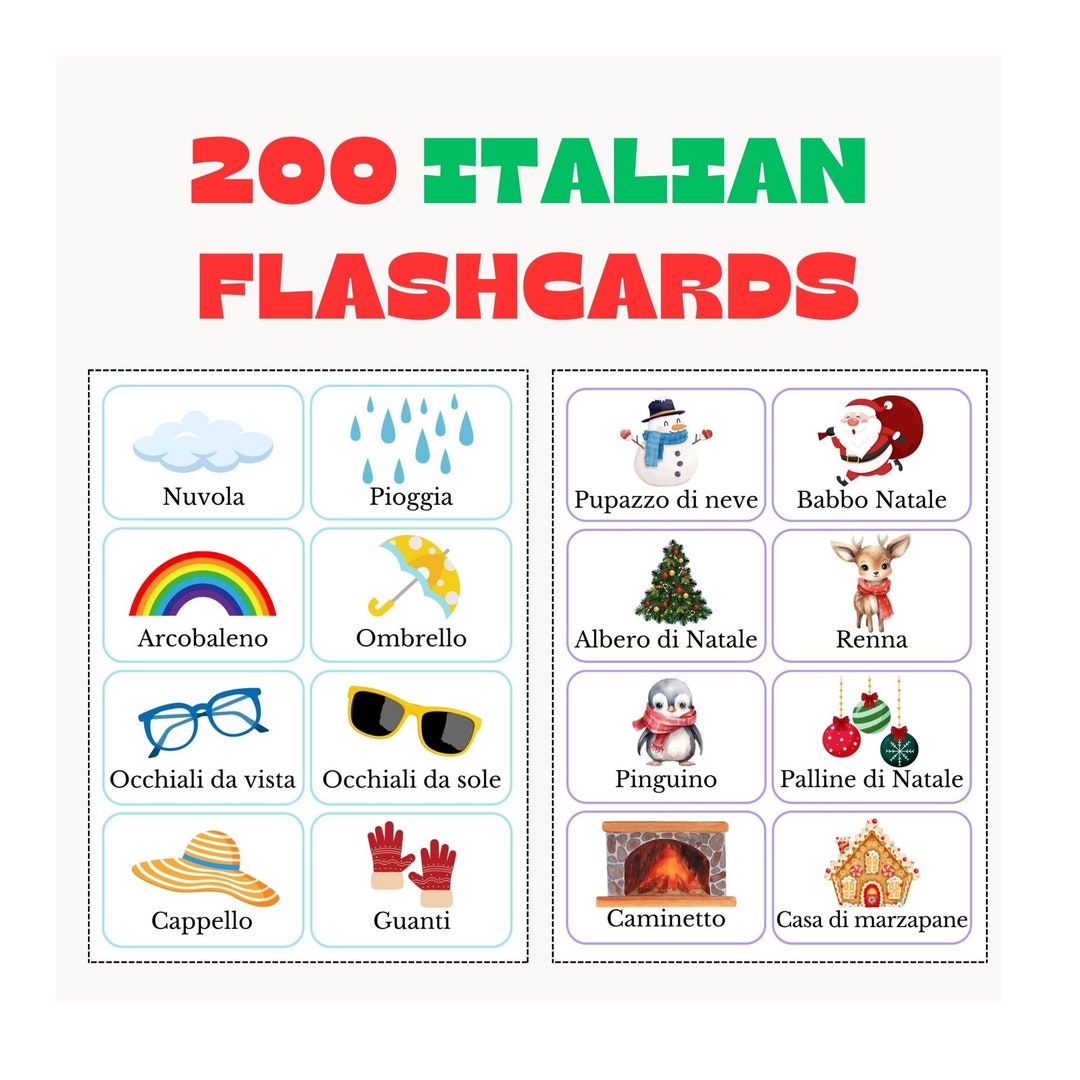 200 Italian Flashcards Common Words | Expand Italian Vocabulary ...