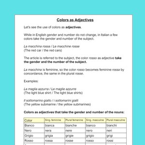 Italian Vocabulary Builder: 35 COLORS With Pronounciation, Language ...