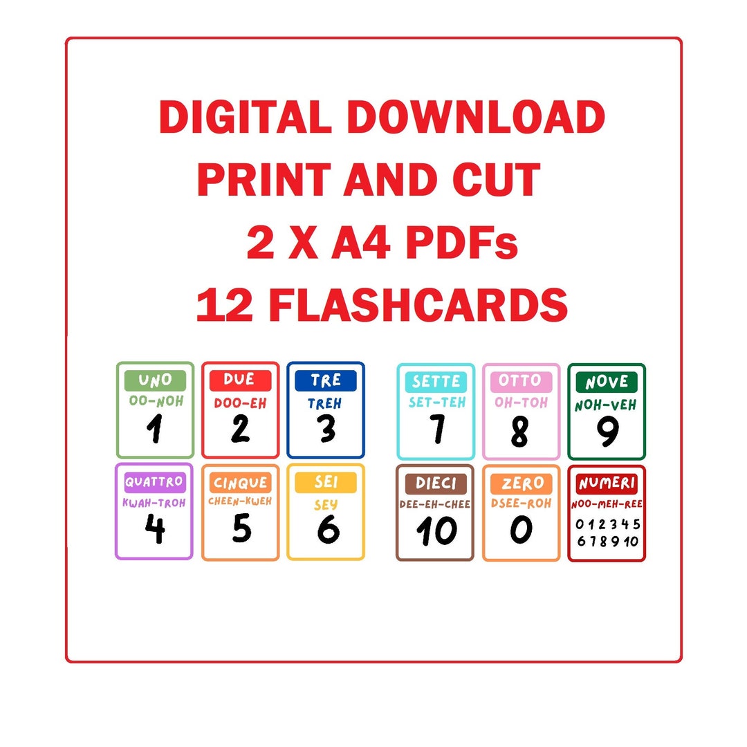 12 Italian Flashcards, Learn Numbers in Italian With Pronounce ...