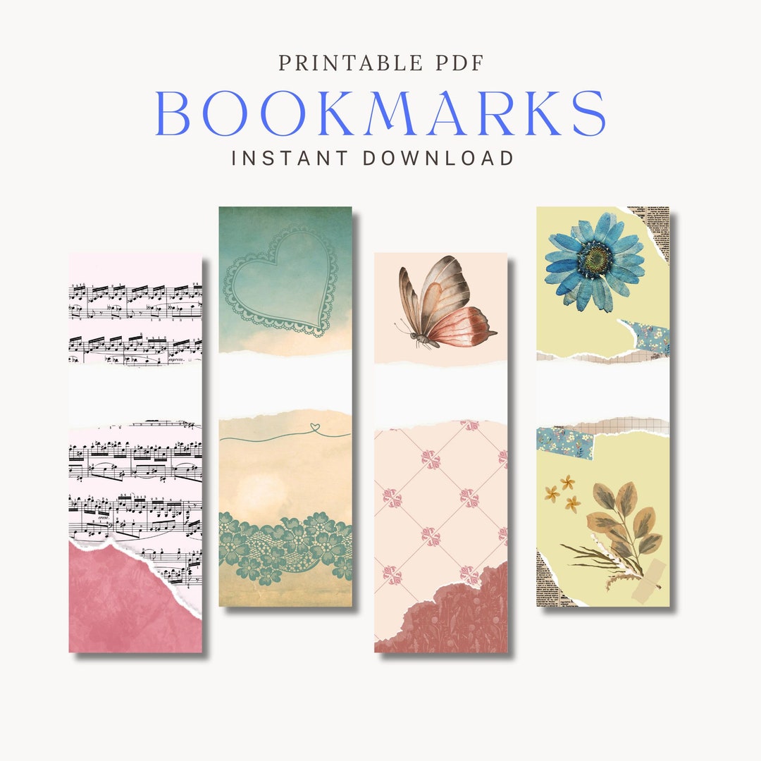 Printable Bookmarks With Label | 4 Romantic Style Bookmarks | Diy Print ...