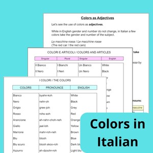 Italian Vocabulary Builder: 35 COLORS With Pronounciation, Language ...
