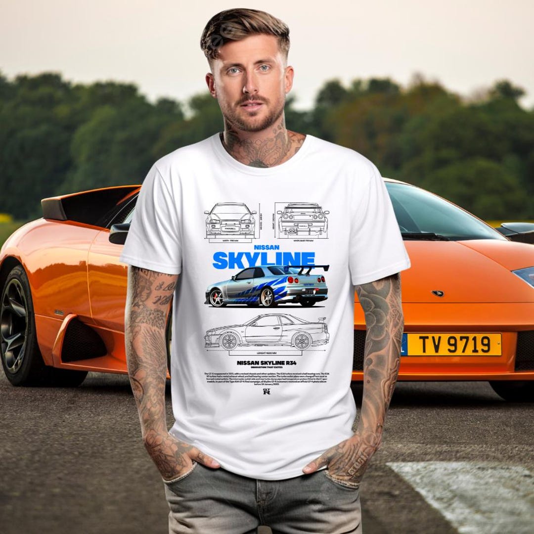 Nissan Skyline GT-R R34 T-shirt | JDM Car Graphic Tee | Iconic Japanese ...