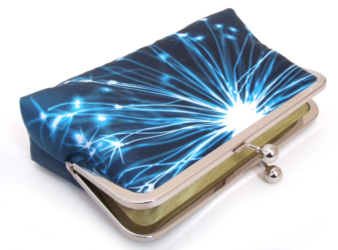 Blue Star Clutch Purse Printed Silk Bag With Silver Chain - Etsy