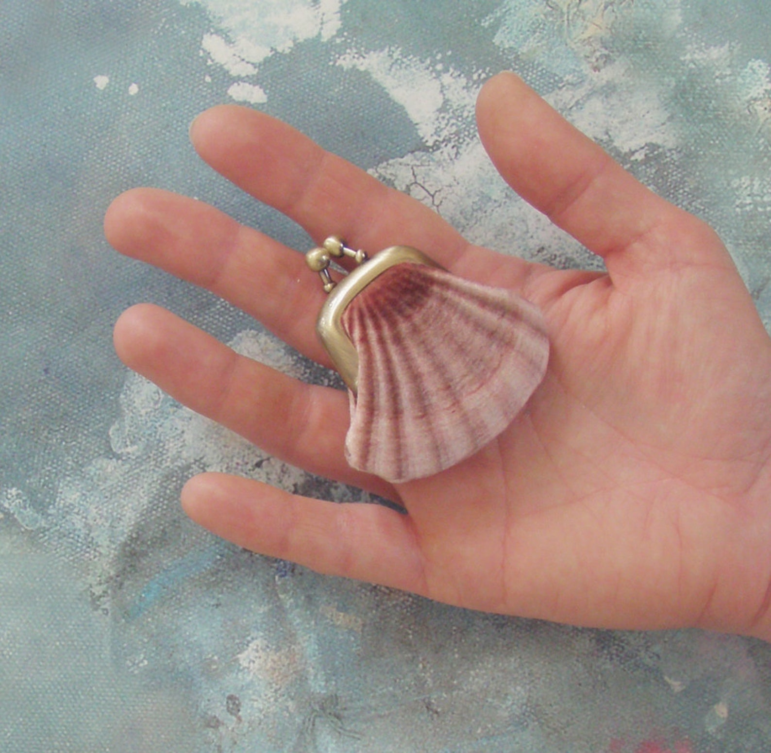 Tiny Velvet Seashell Purse Small Shell Coin Pouch | Etsy