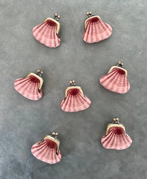Tiny Velvet Seashell Purse Small Shell Coin Pouch | Etsy
