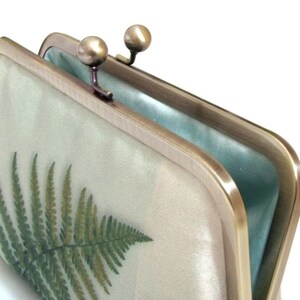 Green Fern Clutch Bag, Printed Silk Purse With Chain Handle - Etsy
