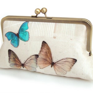 Blue Butterflies Clutch Bag, Silk Purse With Chain Handle - Etsy