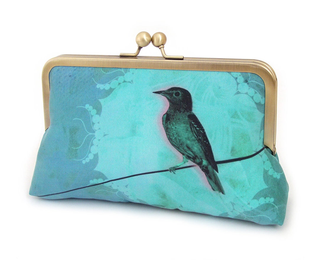 Bird on a Wire, Silk Clutch Purse With Optional Chain Handle - Etsy