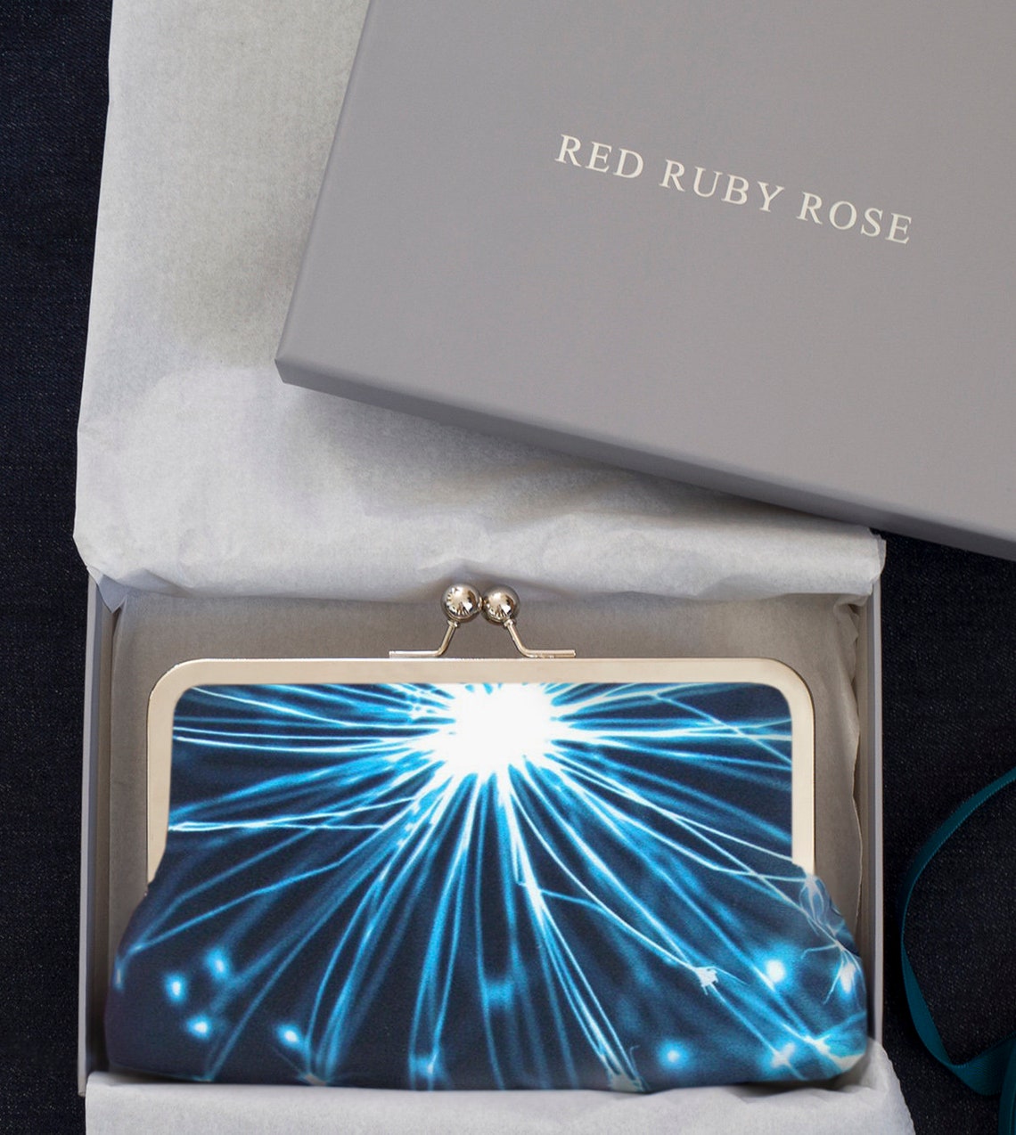 Blue Star Clutch Purse, Printed Silk Bag With Silver Chain Handle - Etsy