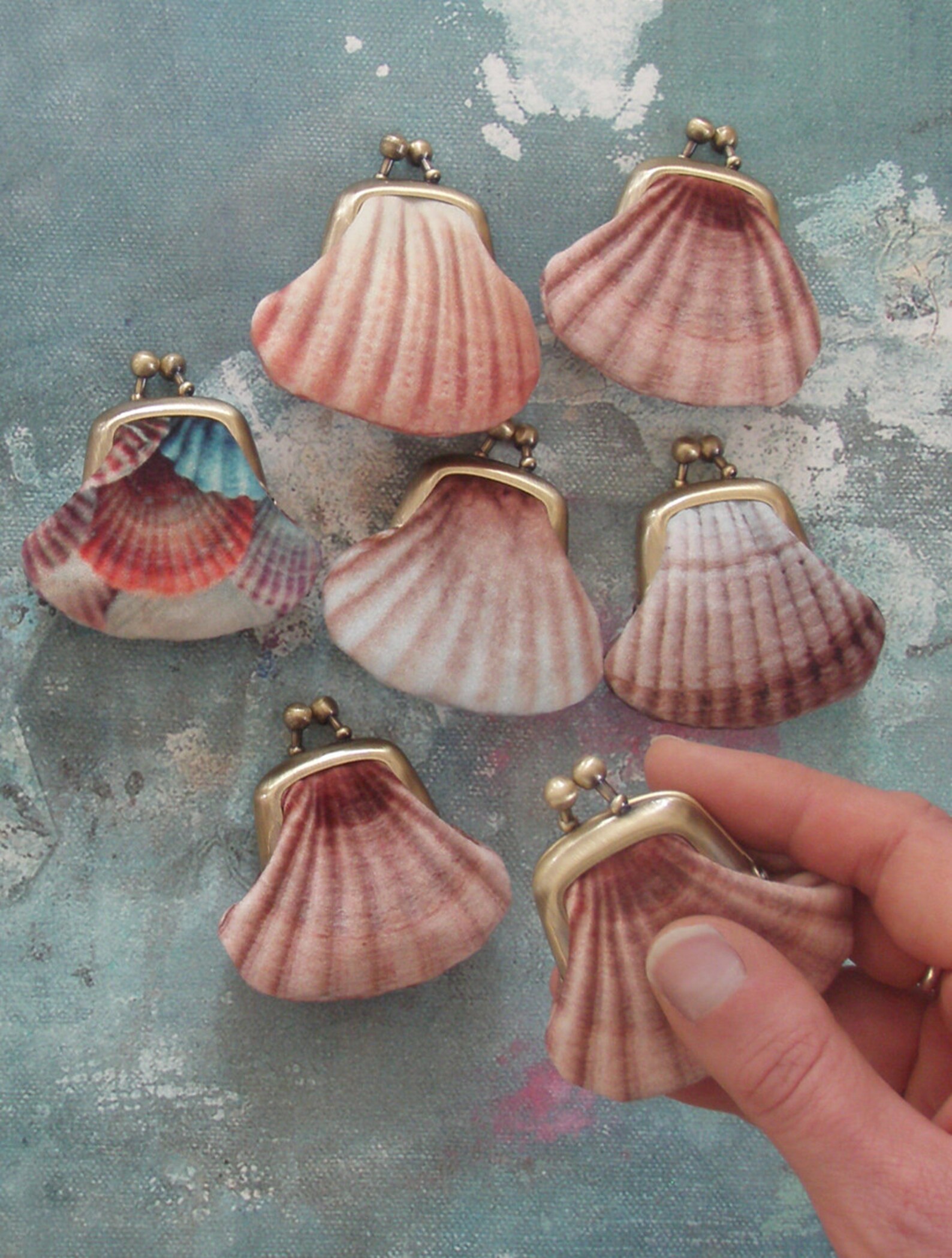 Tiny Velvet Seashell Purse Small Shell Coin Pouch | Etsy