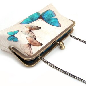 Blue Butterflies Clutch Bag, Silk Purse With Chain Handle - Etsy