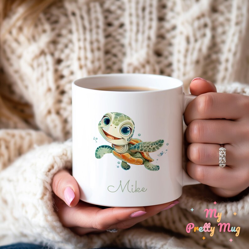 Turtle Mug Personalized Name Turtle Mug Cute Turtle Gift Turtle Coffee ...