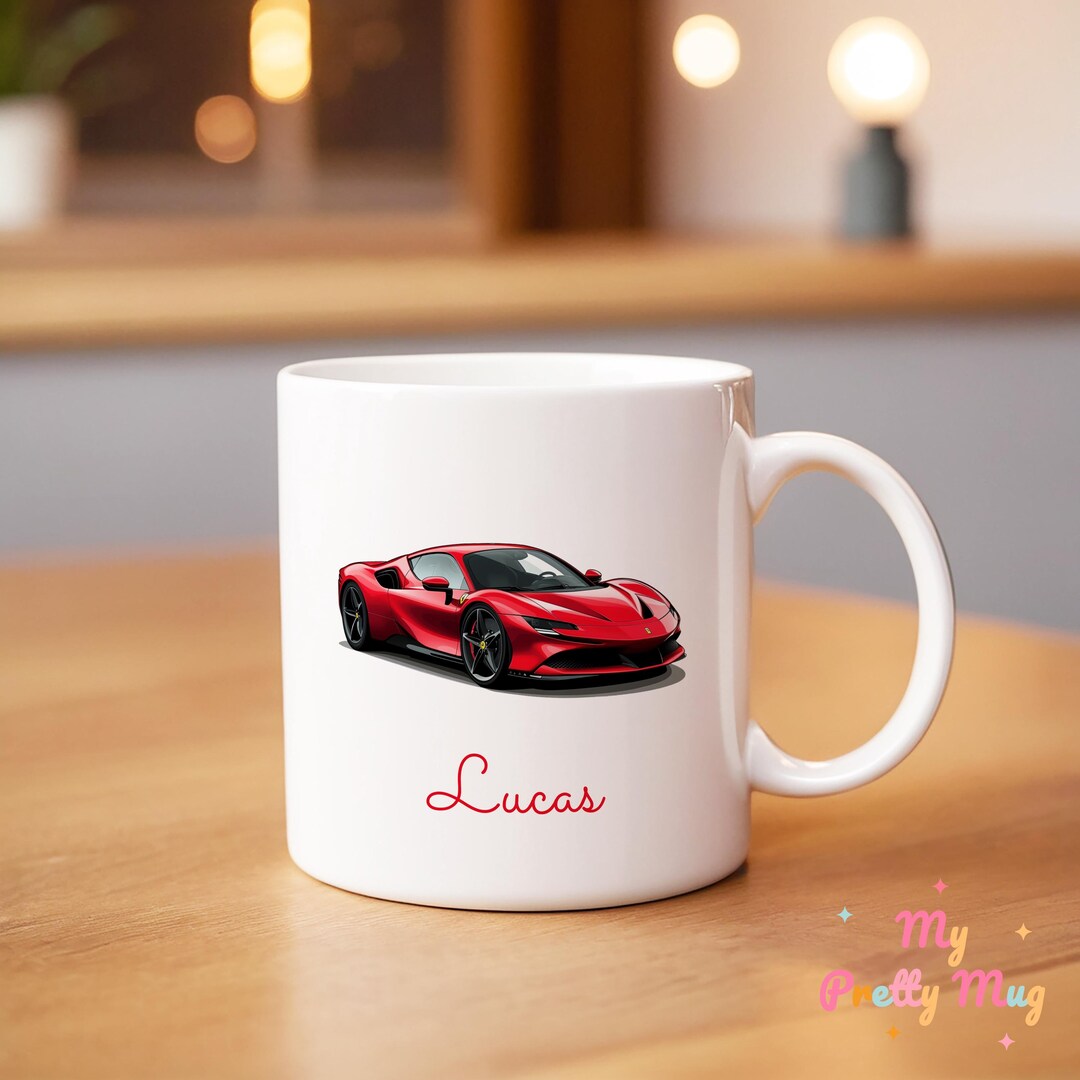 Red Sports Car Mug Personalized Car Mug Racing Car Coffee Mug Race Car ...