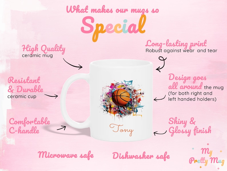 Basketball Mug Personalized Basketball Mug Custom Basketball Coffee Mug ...