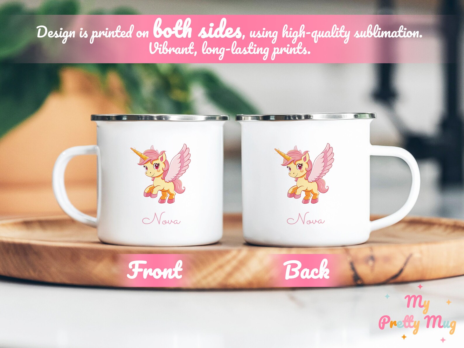 Winged Unicorn Mug Personalized Kids Mug Unicorn Enamel Mug Unicorn ...