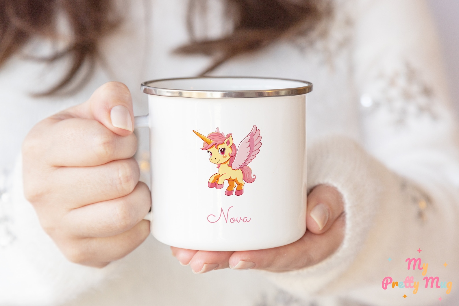Winged Unicorn Mug Personalized Kids Mug Unicorn Enamel Mug Unicorn ...