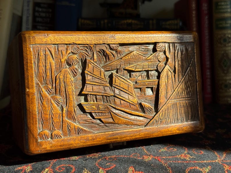 Antique Hand Carved Camphor Wood Chest | Chinese Junk Boat Decor - Etsy
