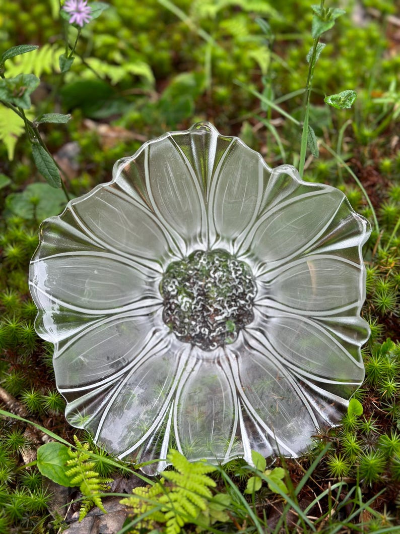 Art Glass Flower Shaped Translucent Bowl Decorative Storage Dish Unique ...