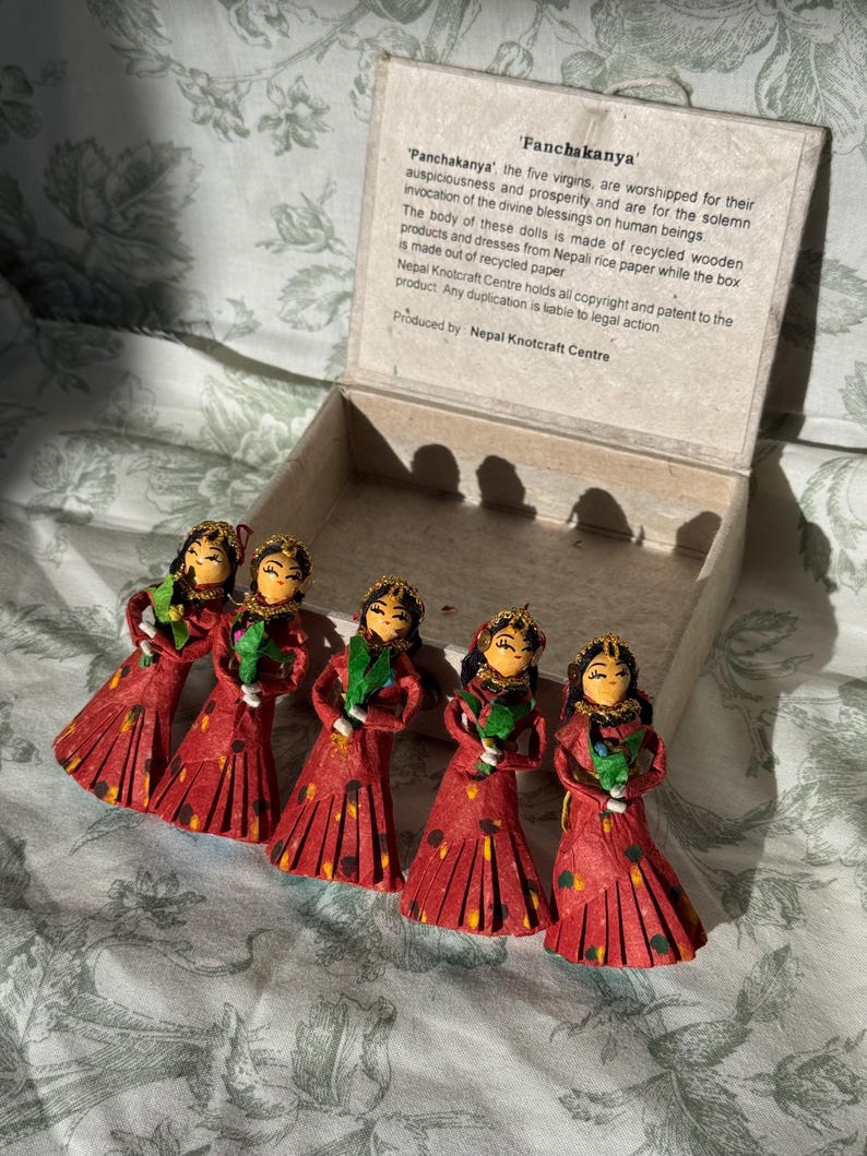 Handmade Panchakanya Dolls: Nepal Folk Art Set in Recycled Box - Etsy
