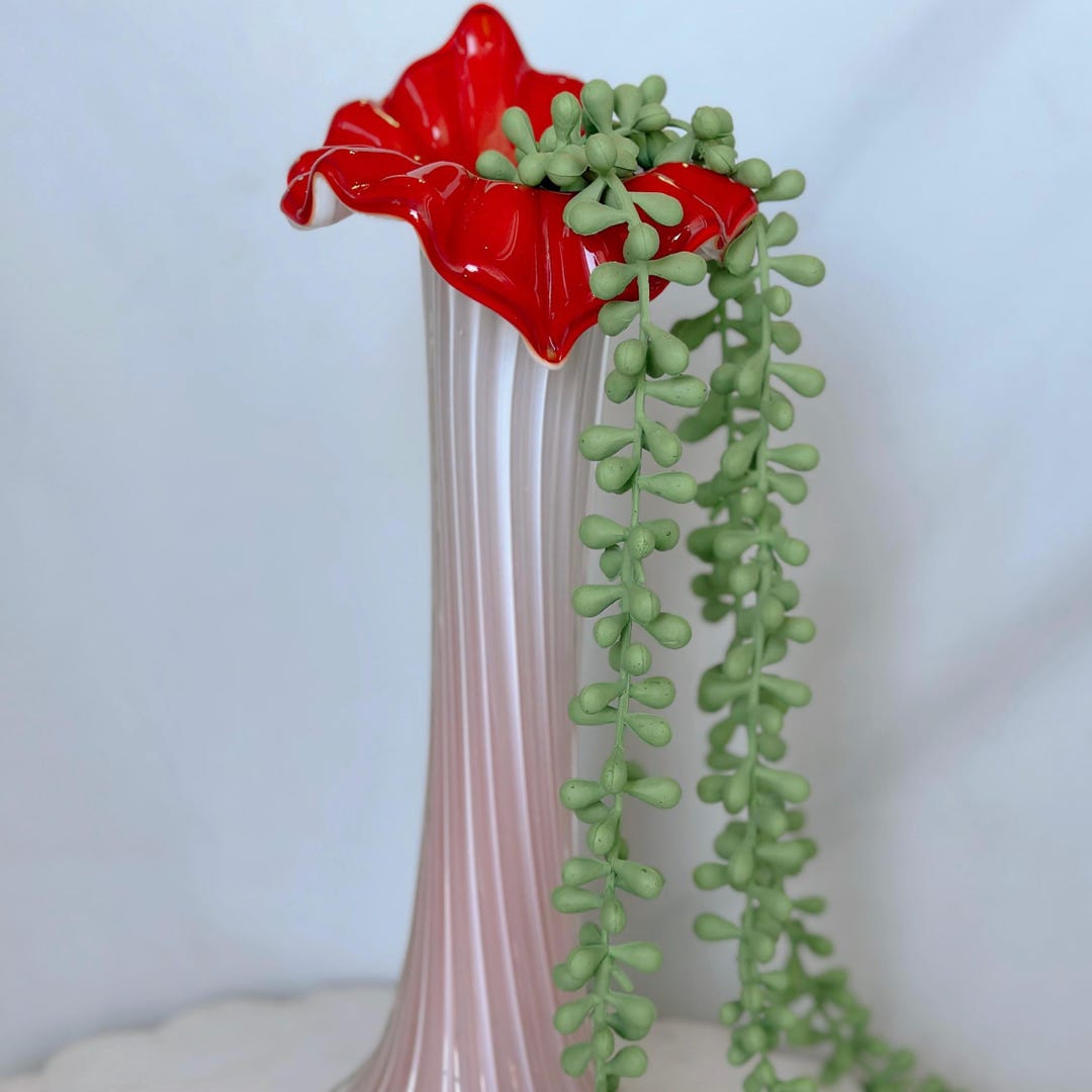 Art Glass Flower Shaped Vase | Glass Sculpture Figurine | Murano Style ...