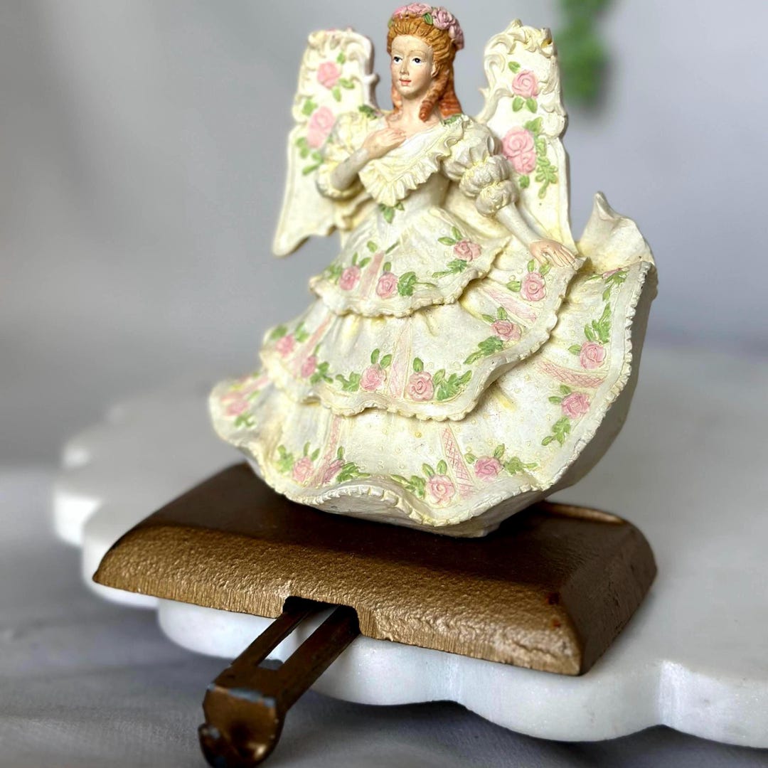 Vintage Resin Angel Woman Fireplace Mantel Stocking Hanger Holder Hook ...