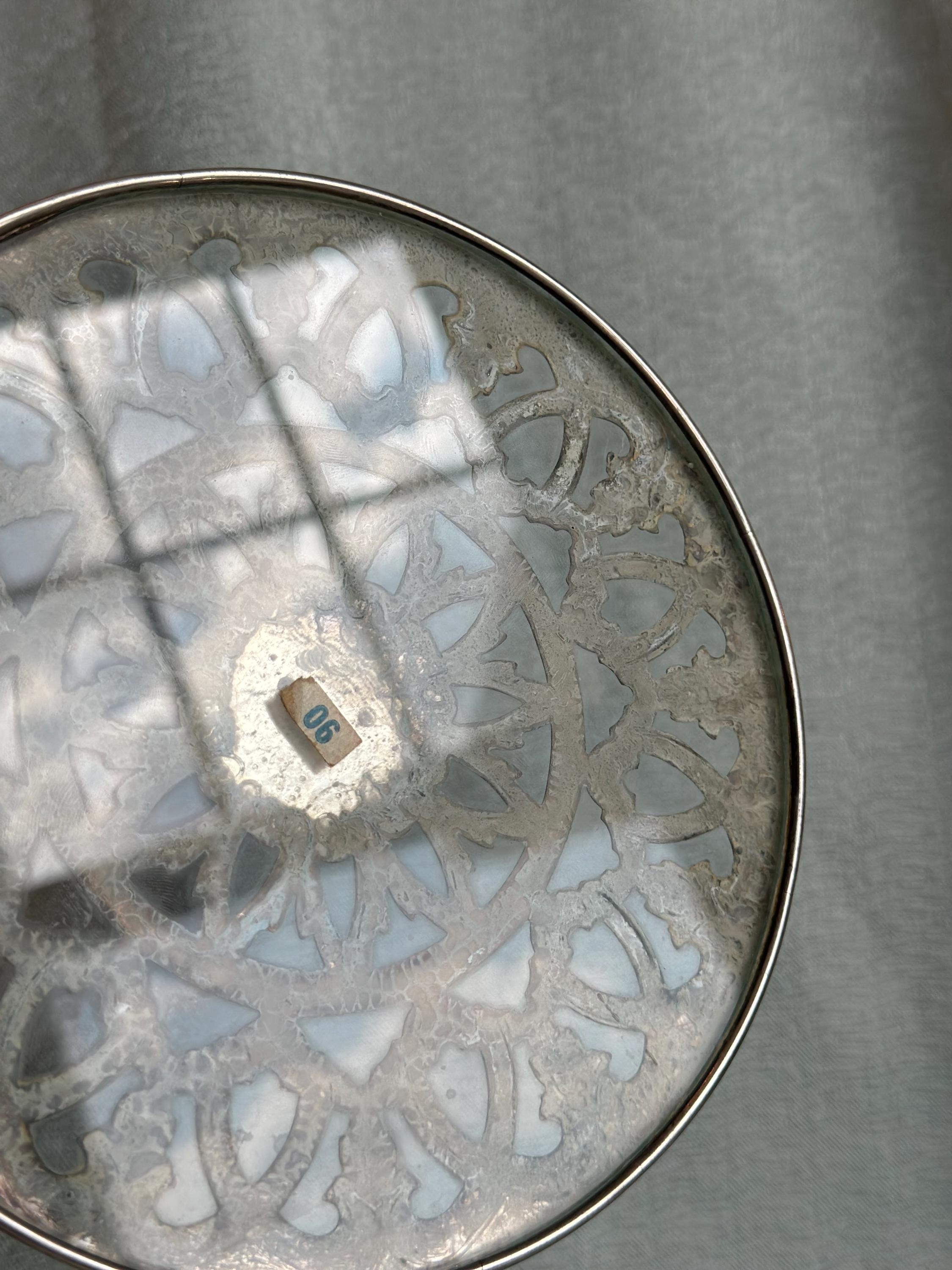 Vintage Leonard Silver Plated Glass Round Hot Plate Multipurpose Decor ...