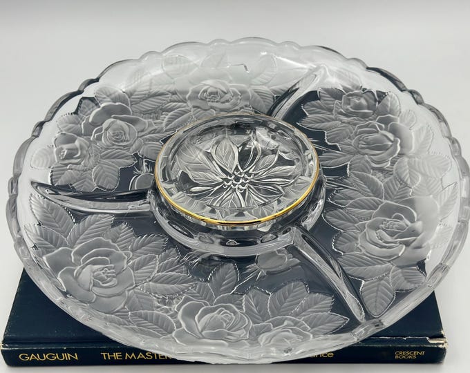 Beautiful Studio Nova Crystal Glass Divided Round Veggie/chip Dip Tray ...