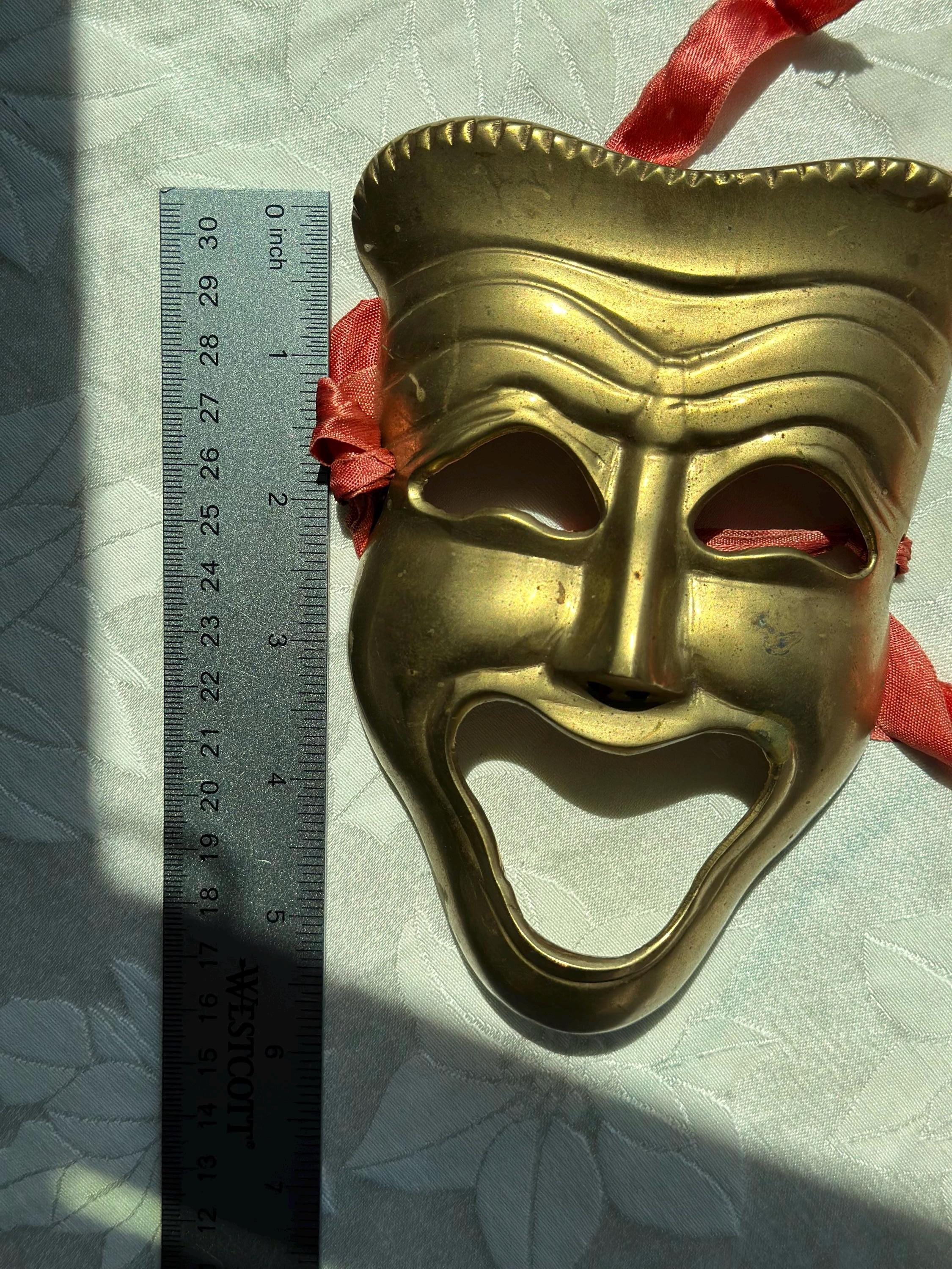 Vintage Solid Brass Art Deco Wall Decor Theater Mask - Etsy