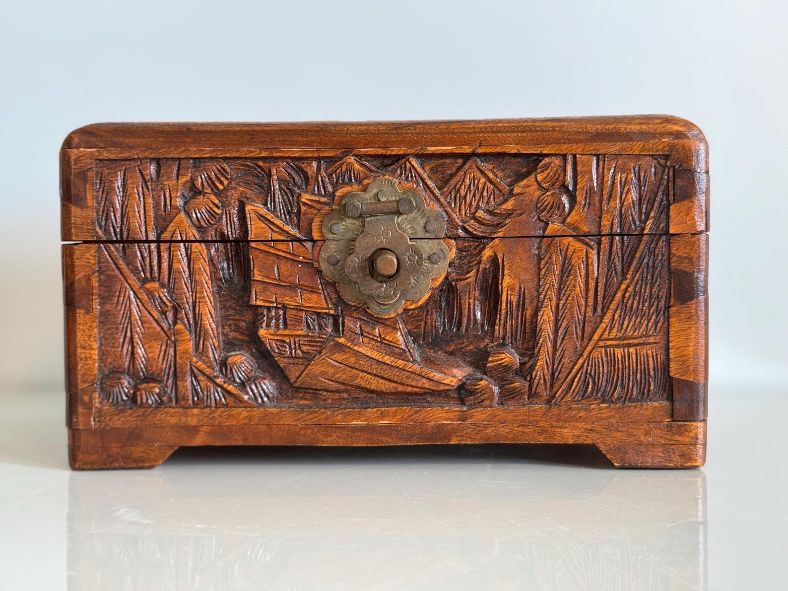 Antique Hand Carved Camphor Wood Chest | Chinese Junk Boat Decor - Etsy