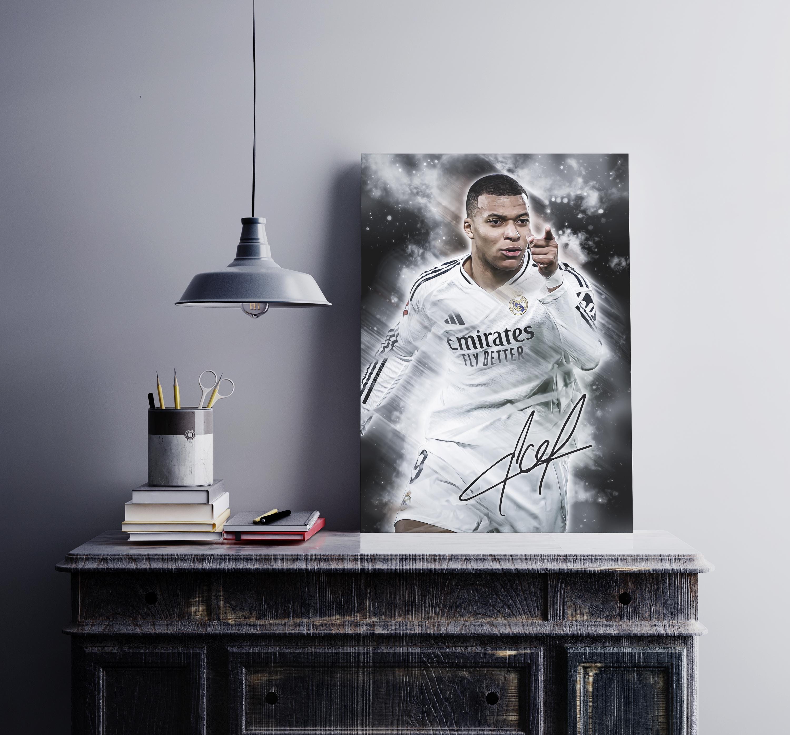 Kylian Mbappe Signature Football Poster: Soccer Star Art, Football ...